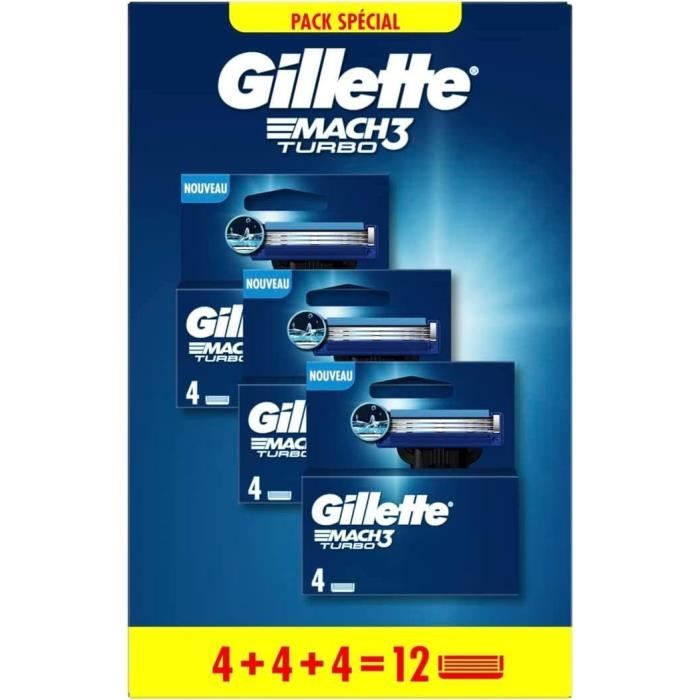 Recharge de lames de rasoir - GILLETTE - Mach3 Turbo - 3 lames - 15 ...