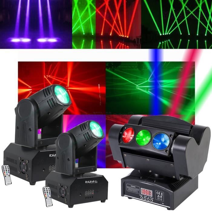Pack de 3 Lyres Ibiza Light - 2 Lyres Beam DMX LMH250RC RVBB 10W - 1 ...