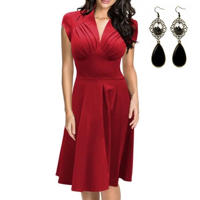 Vintage Robe Femmes Cocktail Party Robes Rouge - Cdiscount Prêt-à-Porter