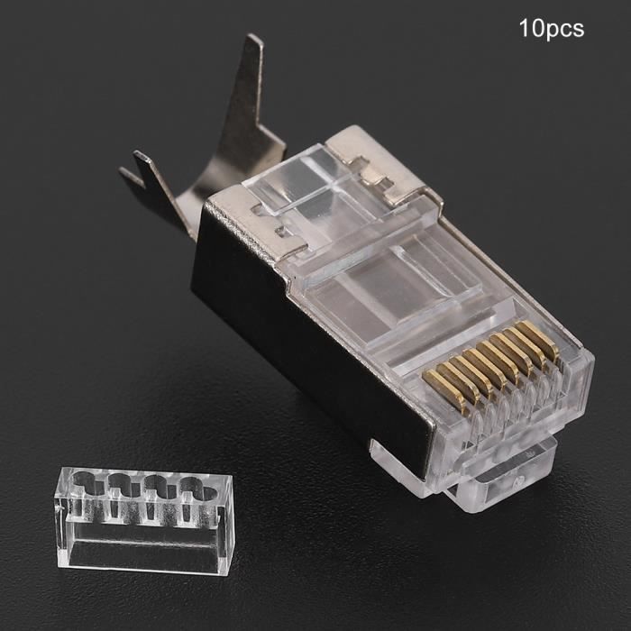 CEN blindé RJ45 10 pièces blindées RJ45 8P8C CAT7 30GIP connecteurs de ...