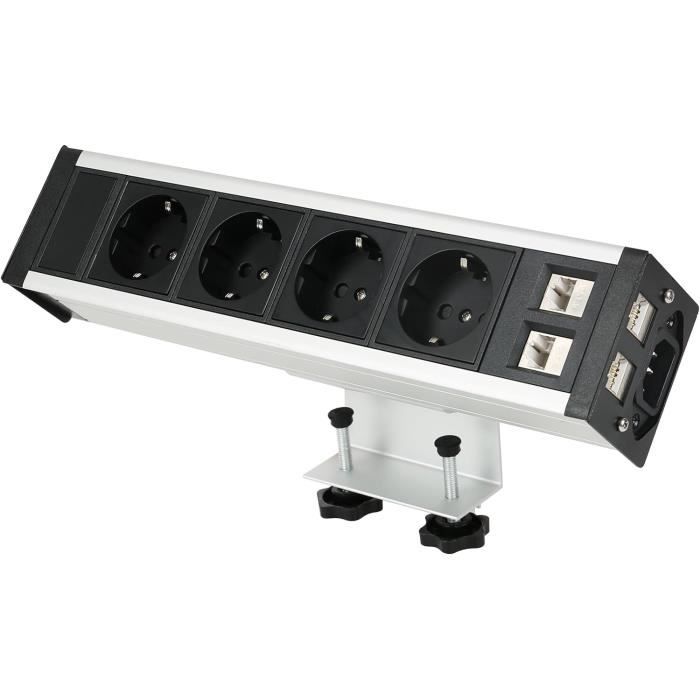 Multiprise De Table 4 Prises Avec 2 Rj45, Multiprise À Pince Pour ...