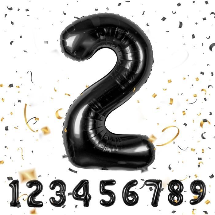 Ballon Chiffre Anniversaire 2 Noir 101 Cm | Decoration Anniversaire 2 ...