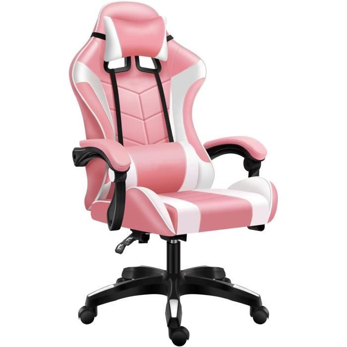 Chaise De Bureau De Jeu Rose-Blanc Game Extreme[W3114] - Cdiscount ...