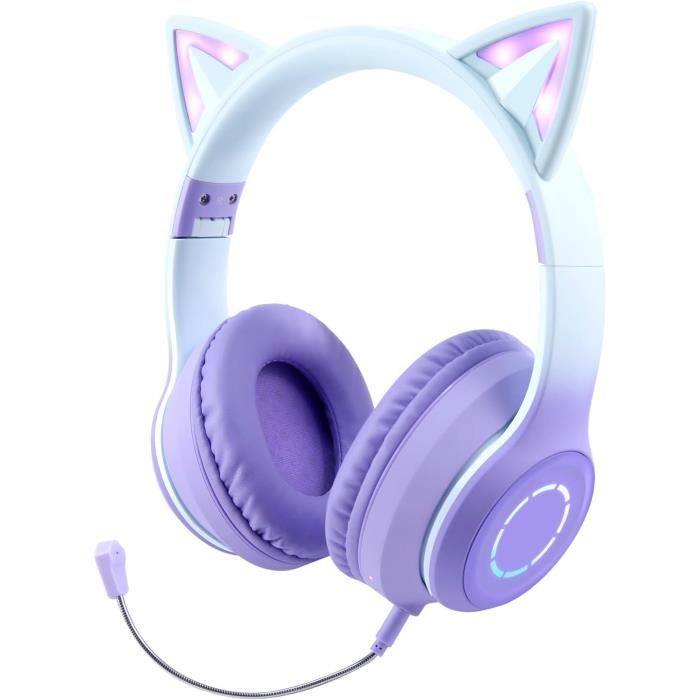 Casque Bluetooth Sans Fil Pour Enfant Casque Oreillas De Chat Avec Led ...