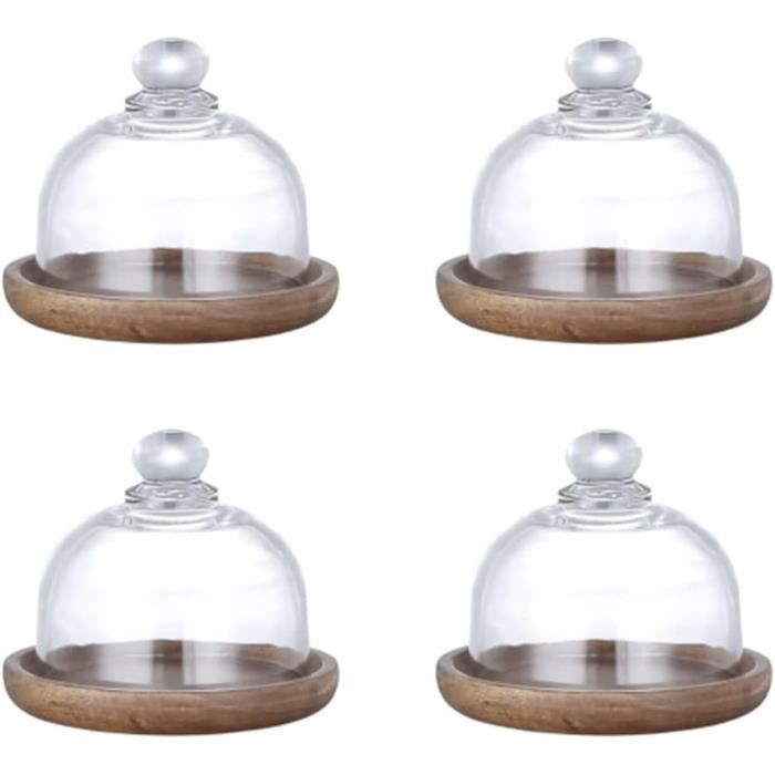Lot De 4 Mini Cloches À Gâteau Avec Couvercle Mini Cloche En Verre Pour ...