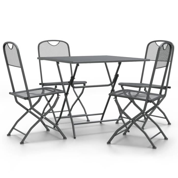 Mobilier à dîner de jardin 5 pcs Maille Métal Anthracite A3084720 ...
