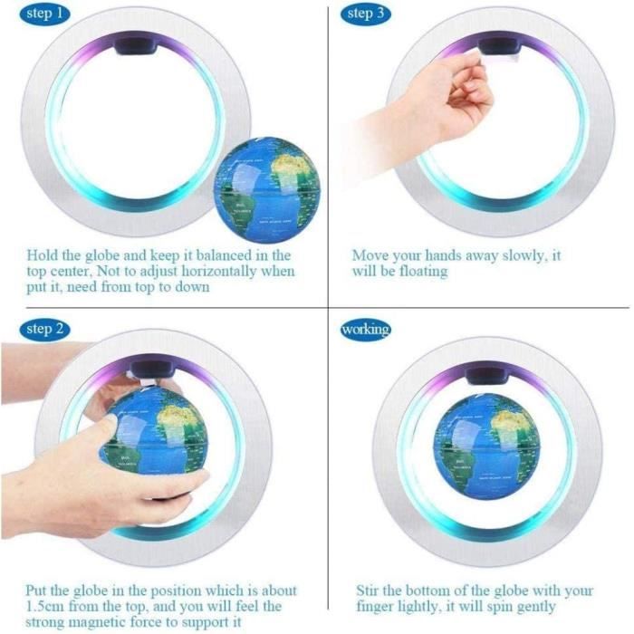 Creative Glowing Earth Sphere Sphère De Lévitation Magnétique Flottante ...