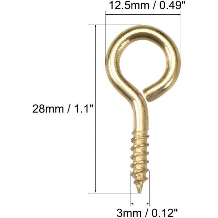 Crochet à Visser Plafond Mur Piton Crochet Oeil Gond Cheville Vis Auto Taraudeuse Vis Œillet 1.1 ...