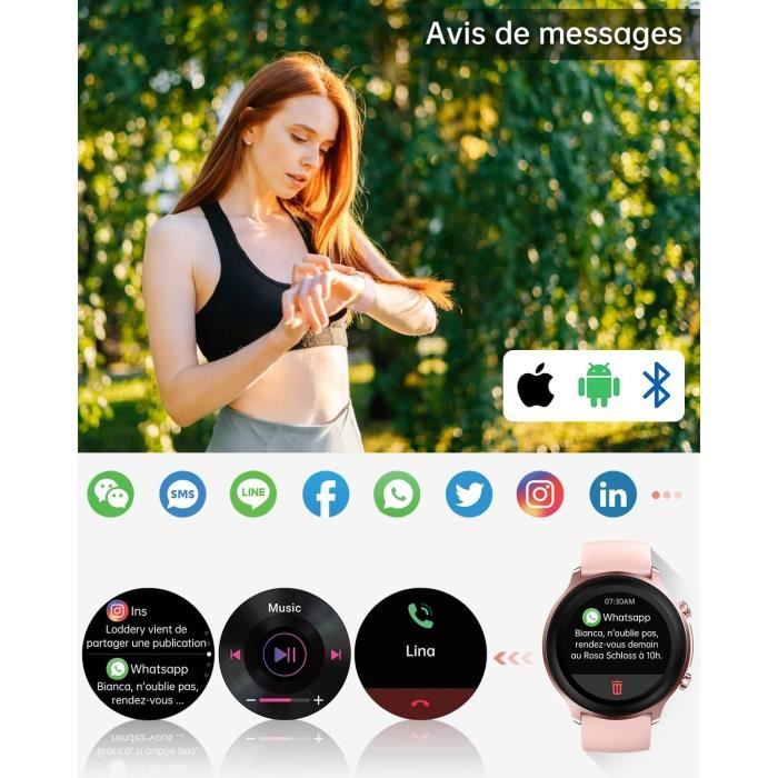 Montre Connectée Femme Moniteur De Fréquence Cardiaque Spo2 Qualité Du Sommeil Niveau De Stress ...