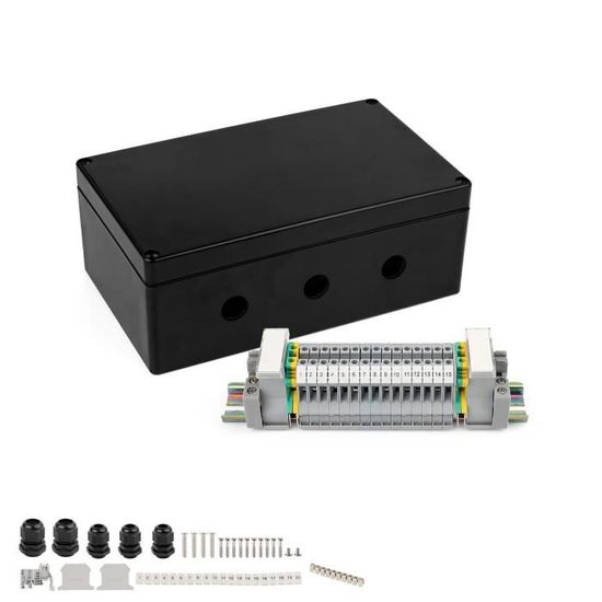 Boîte de Jonction Étanche Noire IP66, 200 x 120 x 77 mm, Boîte de ...