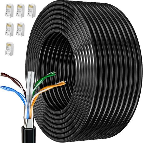 Cable Ethernet 30m Cat 6, Bobine Cable Rj45 Blindé Gigabit Câble Réseau ...