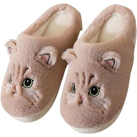 Chaussons Chat Femme - Mignon et Confortable - Semelle Antidérapante ...