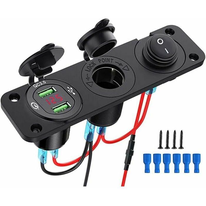 Prise USB 12V Encastrable - LARGEIGHT - QC 3.0 - Interrupteur Lumineux ...