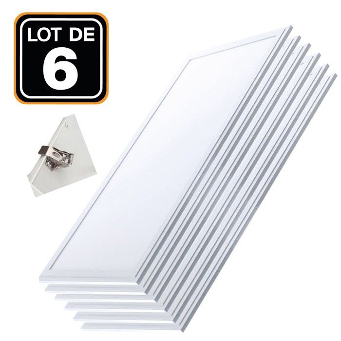 Lot 6 Dalles LED 40W PMMA 120x30 Blanc Froid 6000k + 6 Kits Clips d'encastrement - Cdiscount ...