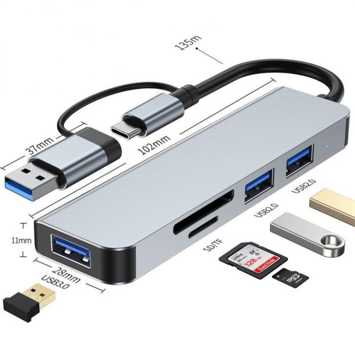 Concentrateur USB 5 en 1 - Station'accueil avec adaptateur type c HUB ...
