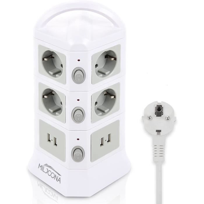 Tour Multiprise Parasurtenseur 10 Prises,Multiprise Electrique avec 4 ...