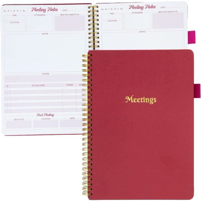 Cahier de Réunion - Agen - Avec Points d'Action - Conception de Reliure ...