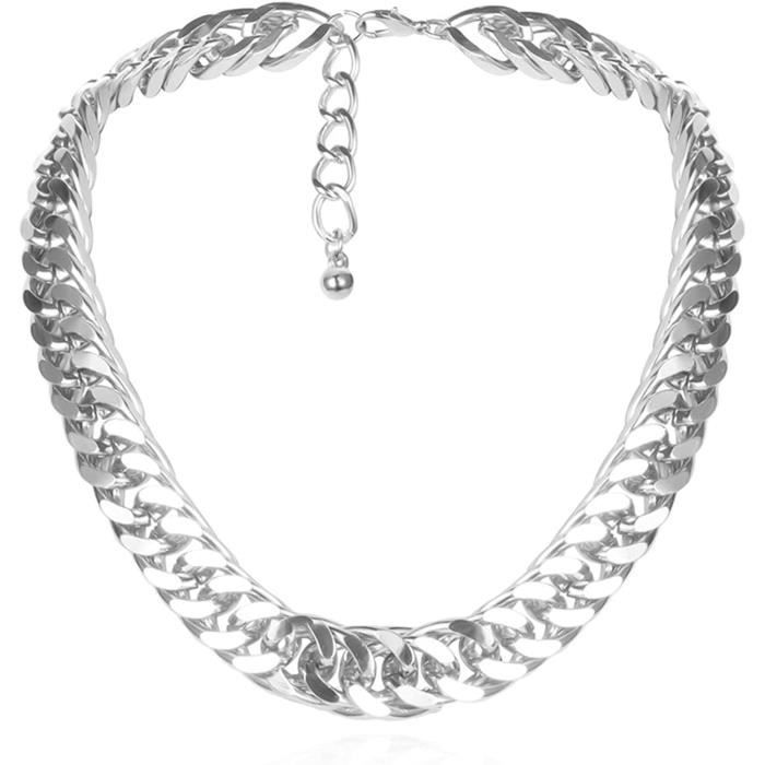 Collier Fête des Mères Plaqué Or Chaîne Simple Punk Collier Multi Rangs ...