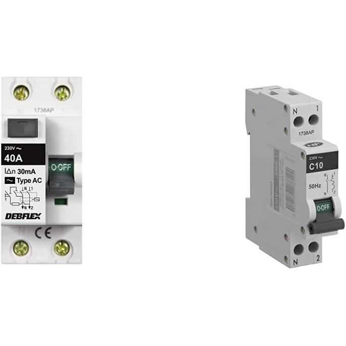 Disjoncteur différentiel TrIPhasé Interrupteur Differentiel 2P 30Ma Debflex | 40A Type AC Blanc ...