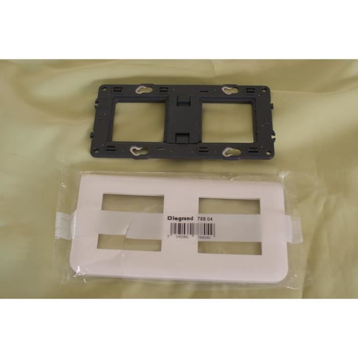 PLAQUE + SUPPORT 4 MODULES HORIZONTAL BLANC MOSAIC LEGRAND REF 78804 ...