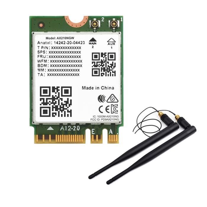 Carte RéSeau -Bande AX210 2,4 GHz-5 GHz-6 GHz 5374 Mbps BT5.2 WiFi 6E Module 802.11AX Support ...