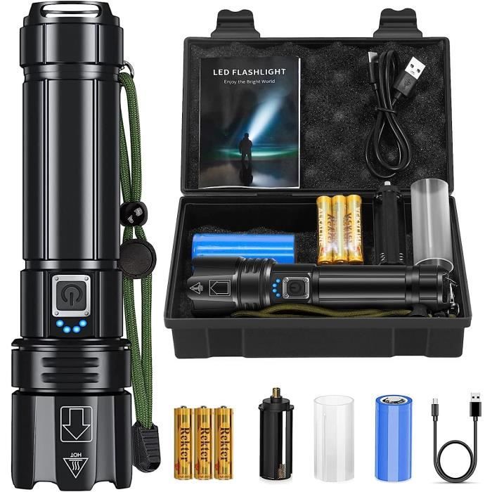 Favali Lampe Torche LED Ultra Puissante, 10000 Lumens Lampe de Poche ...