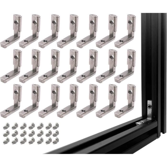 20 Pcs équerre de Fixation Renforcée Double-Trou équerre de L en Acier ...