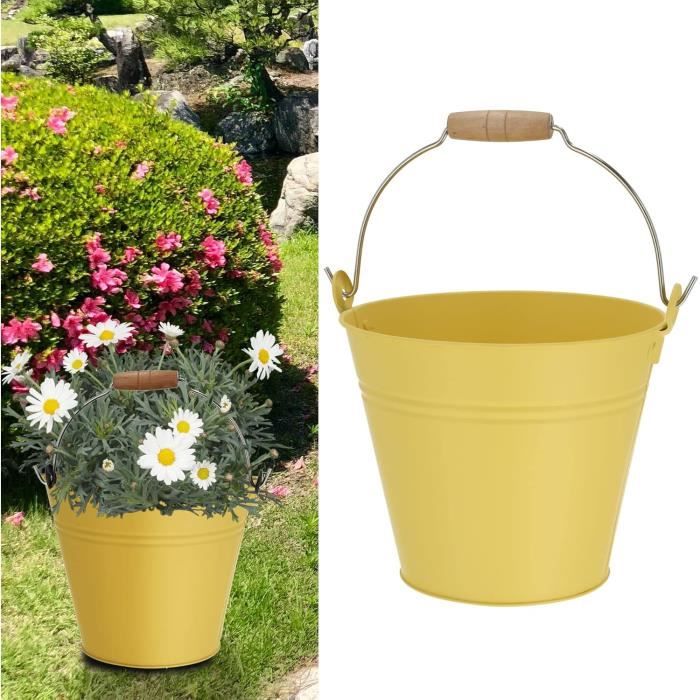 Seau avec poignée eois 26 cm galvanisé jaune Seau à eau en tôle seau de ...