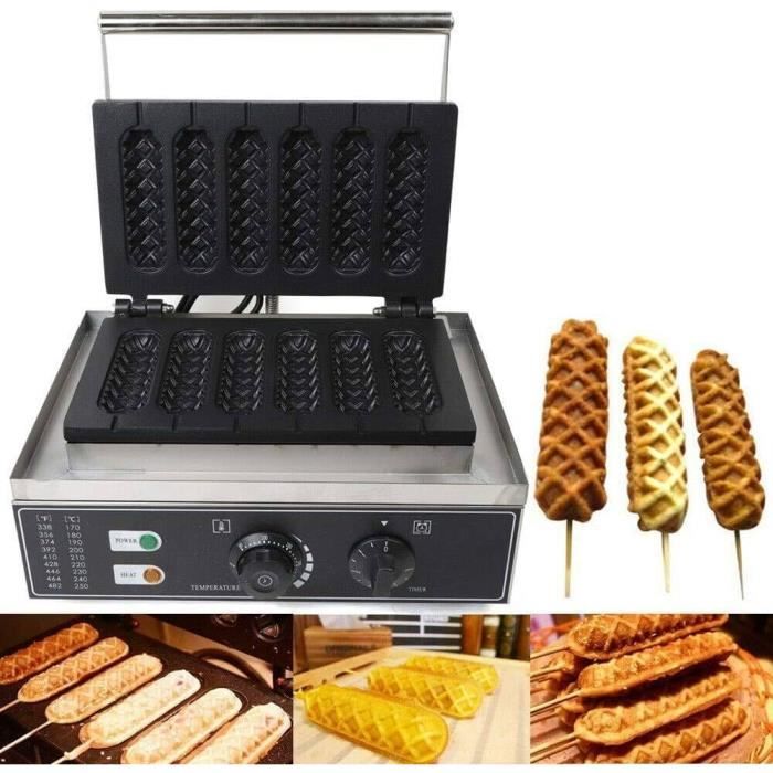 Gaufrier À Hot-Dog Commercial 1550 W Gaufrier À Sucettes Électrique 6 ...