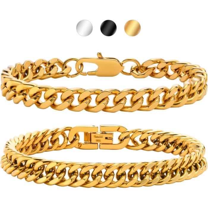 Bracelet Homme Gourmette Acier Inoxydable: 2 Pièces Chaînes Bracelet ...