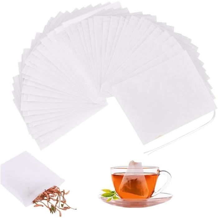 Filtres À Thé, Lot De 100 Sachets À Thé Jetables Avec Cordon De Serrage, Sachets De Thé Pour Thé ...