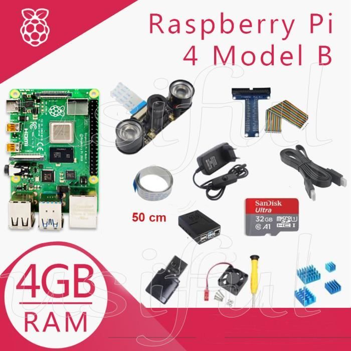 (Raspberry Pi 4 Caméra Kit)Raspberry Pi 4+Caméra de vision nocturne+ ...