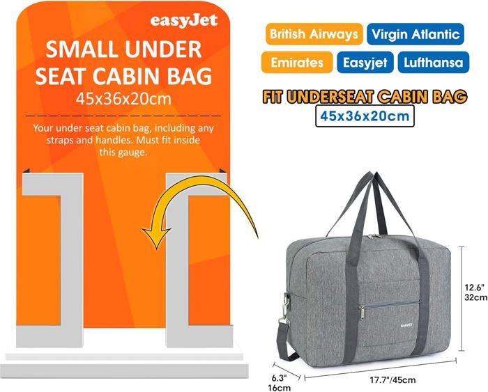Sac Valise Cabine 45x36x20 Easyjet Sac de Voyage Pliable Sac sous Le ...