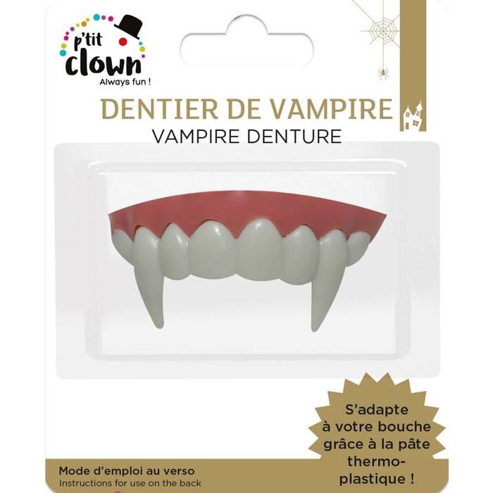 Dentier vampire avec pâte - Dentier de vampire réaliste - Rouge ...