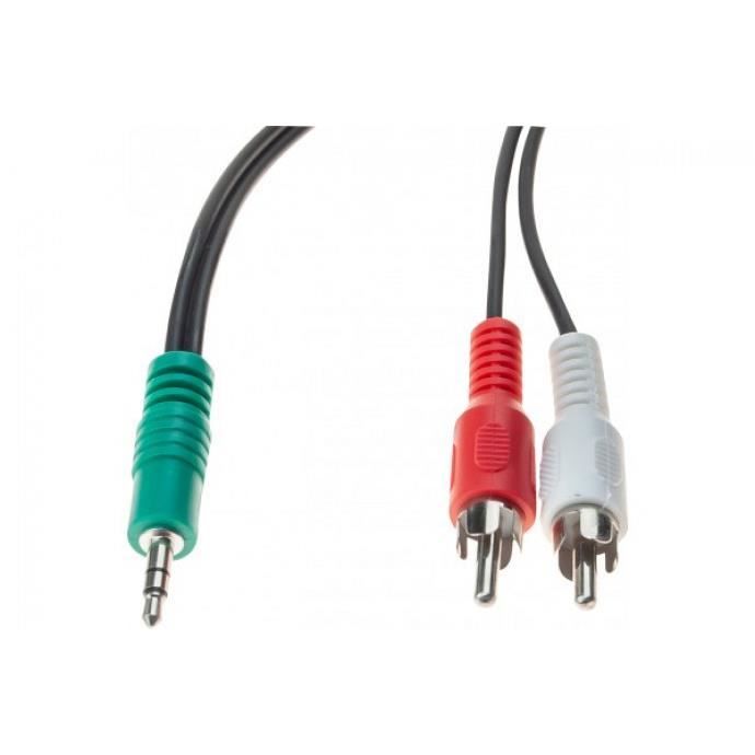 Cordon stéréo Jack 3.5 mm male vers 2 x RCA Male noir - 10 m ...