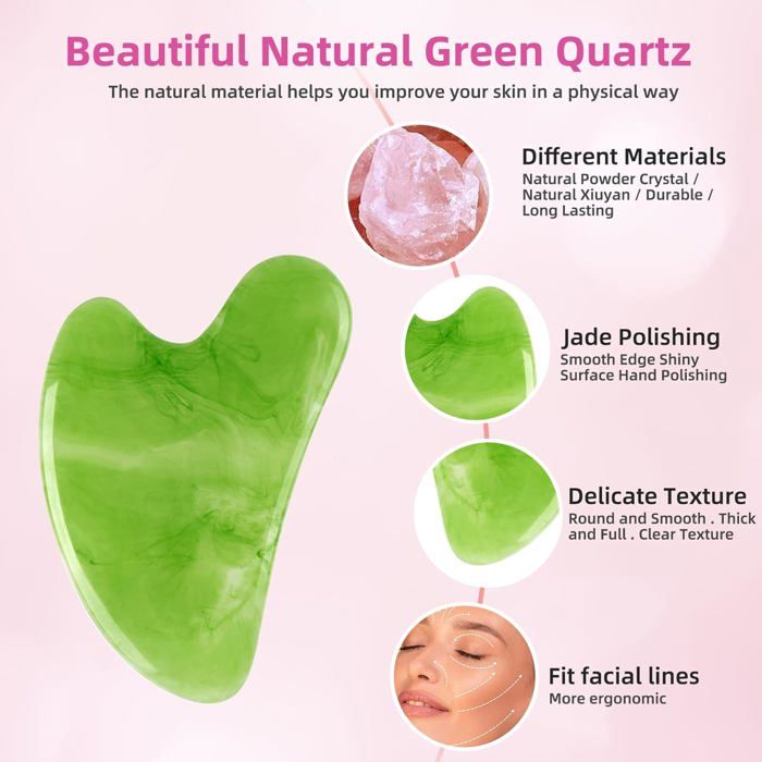 Vert Gua Sha Visage Corps, Gua Sha de Jade, Outil de Massage Facial Gua ...