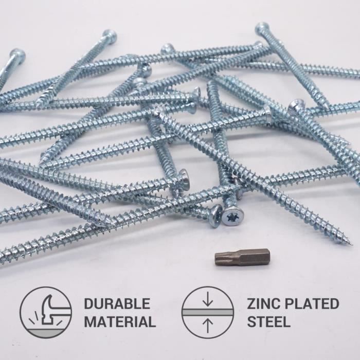 (30 Pièces) Vis À Béton Plaquées Zinc 7,5 X 132 Mm, Tête Fraisée, Vis ...