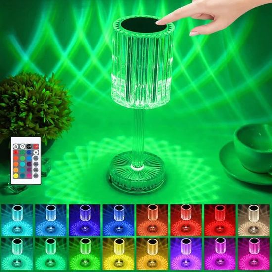 Lampe Cristal À Led Avec 16 Couleurs,4 Modes Usb Lampe En Cristal Avec Télécommande,Lampe De ...