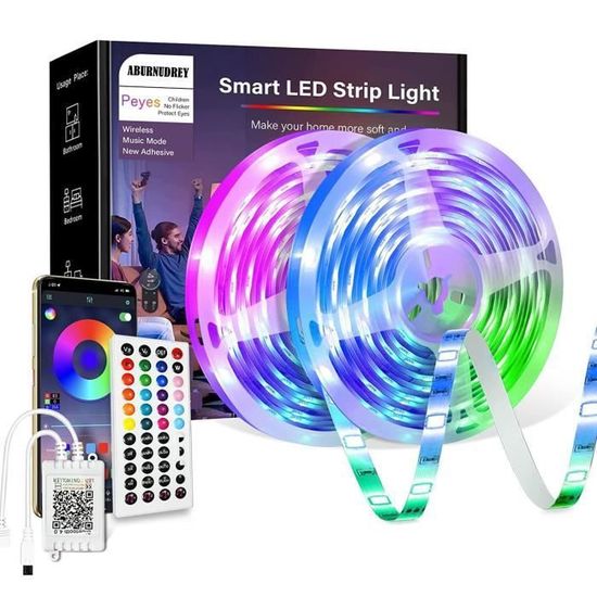 Ruban LED 20M Bluetooth Bande LED RGB 24V - ABURNUDREY - LED Chambre - Intérieur - Scandinave ...