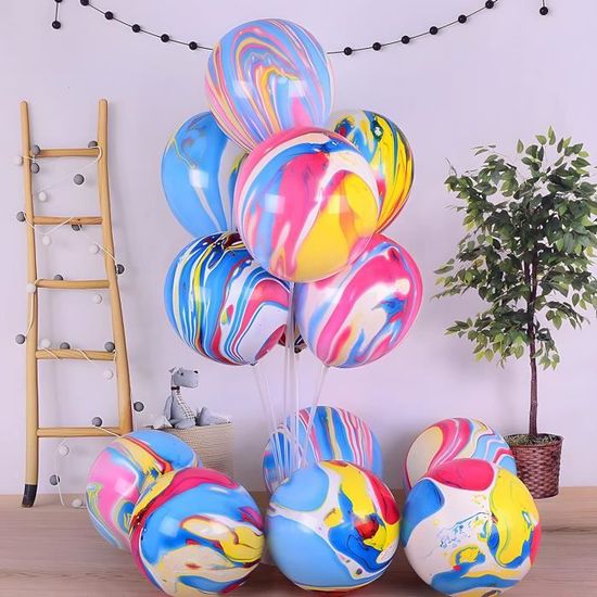 Lot De 30 Ballons En Latex Effet Tie-Dye Arc-En-Ciel De 30,5 Cm Pour ...