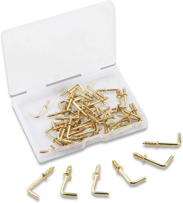 Lot de 100 crochets à vis à angle droit de 1,5 cm, crochets carrés à vis, en forme de L, avec ...
