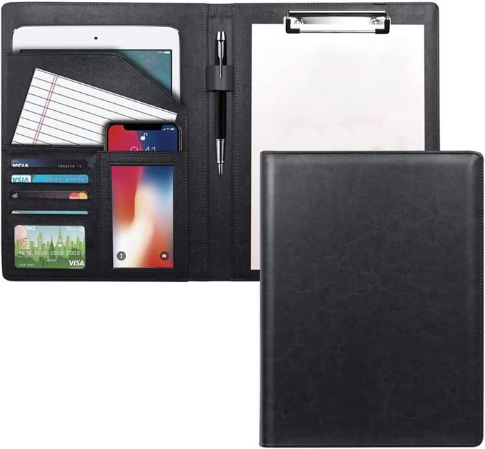 ZMREN Porte Document A4, Porte Bloc A4 Avec Pince, Classeur à clip en cuir format A4, Convient ...