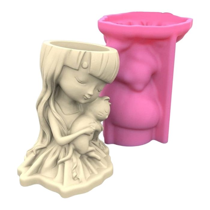 Moules de Pot de Fleur en Silicone pour Fille Câlins Chat, Vase de ...