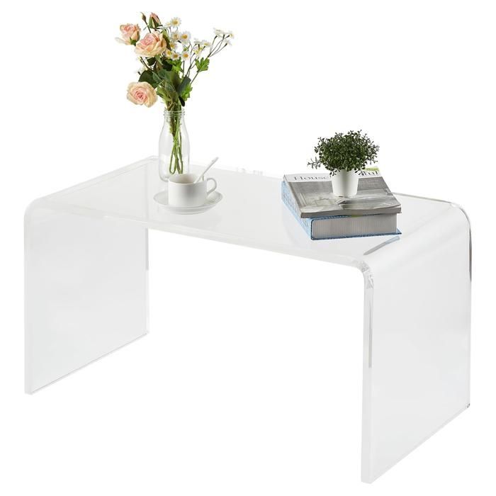 Garvee Table basse acrylique transparente en U, bords arrondis ...