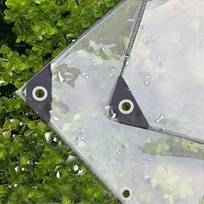 Bâche imperméable en PVC transparent avec œillets - Résistant aux ...