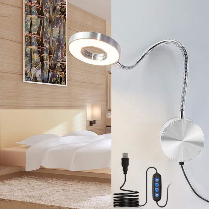 Lampe Chevet Murale, Lampe de Lecture Murale LED mable 5W Applique ...