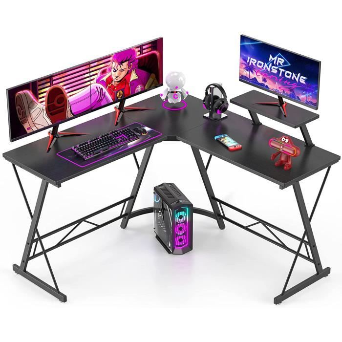 Bureau d'angle en forme de L - 129 cm - Bureau de jeu pour la maison ...