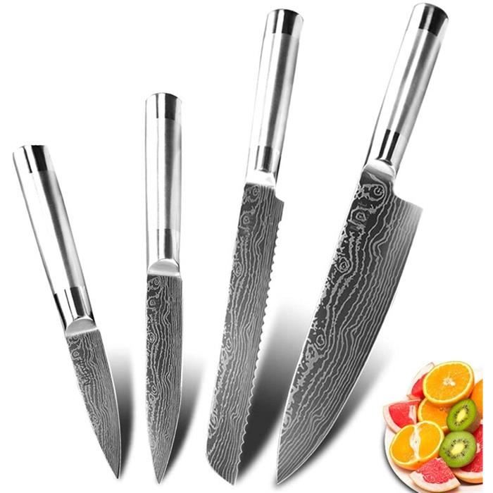 Couteaux de cuisine Set Couteaux Chevices Japonais 7Cr17 440C ...