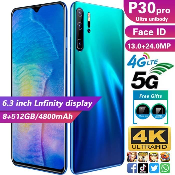 P3PRO 6.3" Téléphone portable 4G LTE Smartphones 8G RAM 512 GB ROM ...