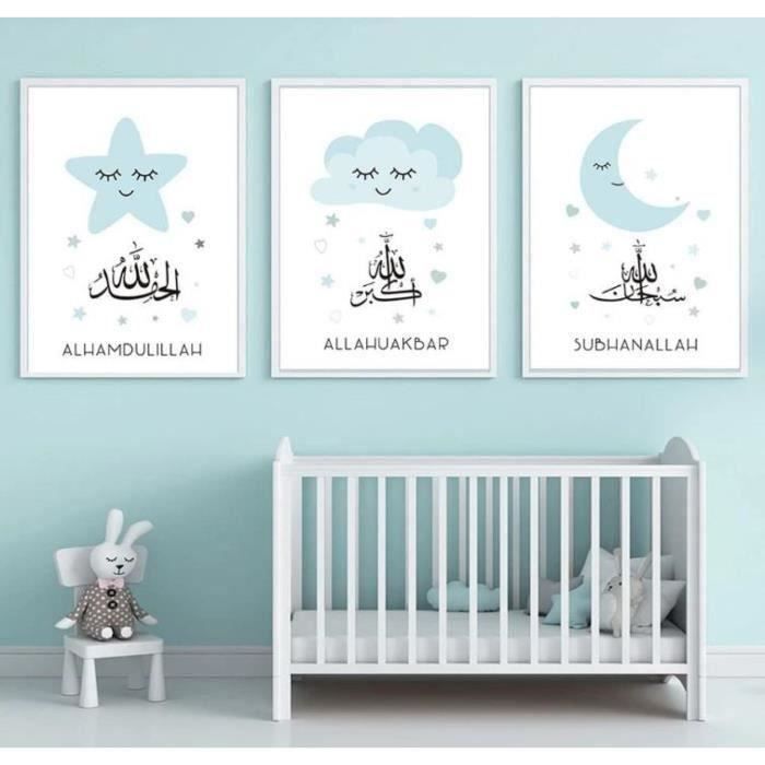 Set de 3 Poster Bebe Garcon Bleu Affiches Ciation pour Chambre Enfant ...